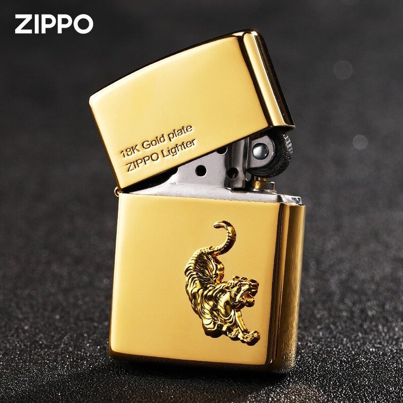 Zippo Rare 18k Gold Plated Tiger Emblem Asian Market New in Box - Etsy