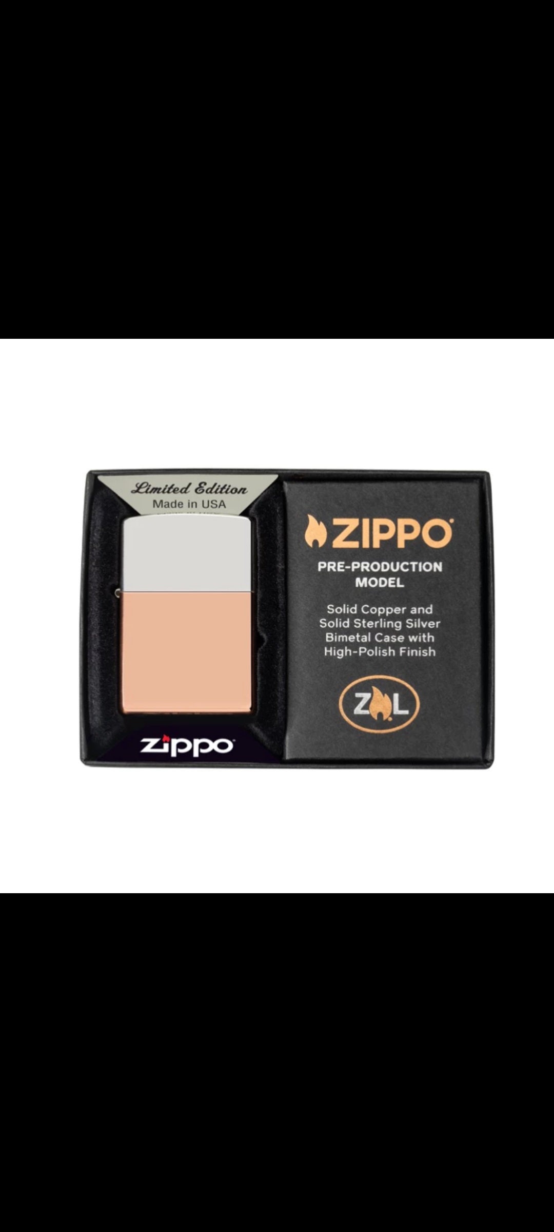 Zippo Rare Solid Copper and Solid Sterling Limited Edition New in Box ...
