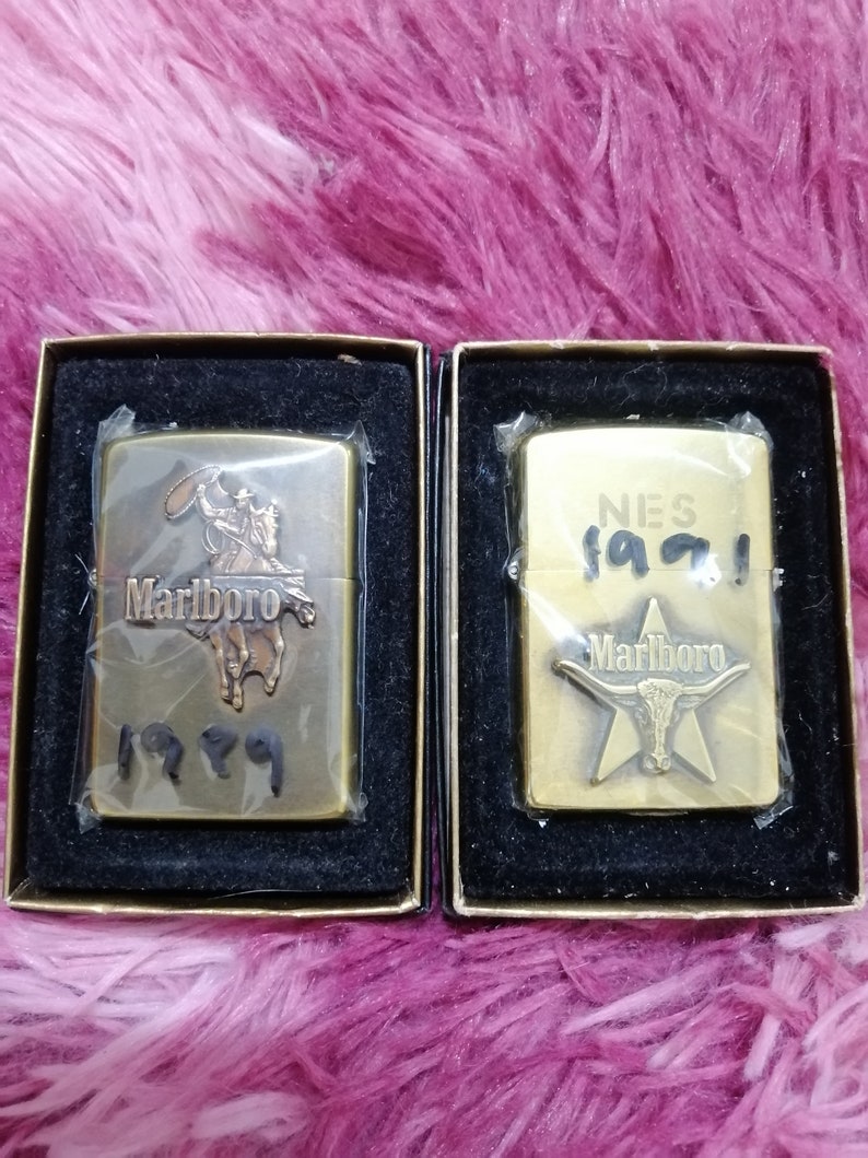 Zippo Rare 2lot Marlboro Lasso First Release 1986 and Longhorn Brass ...