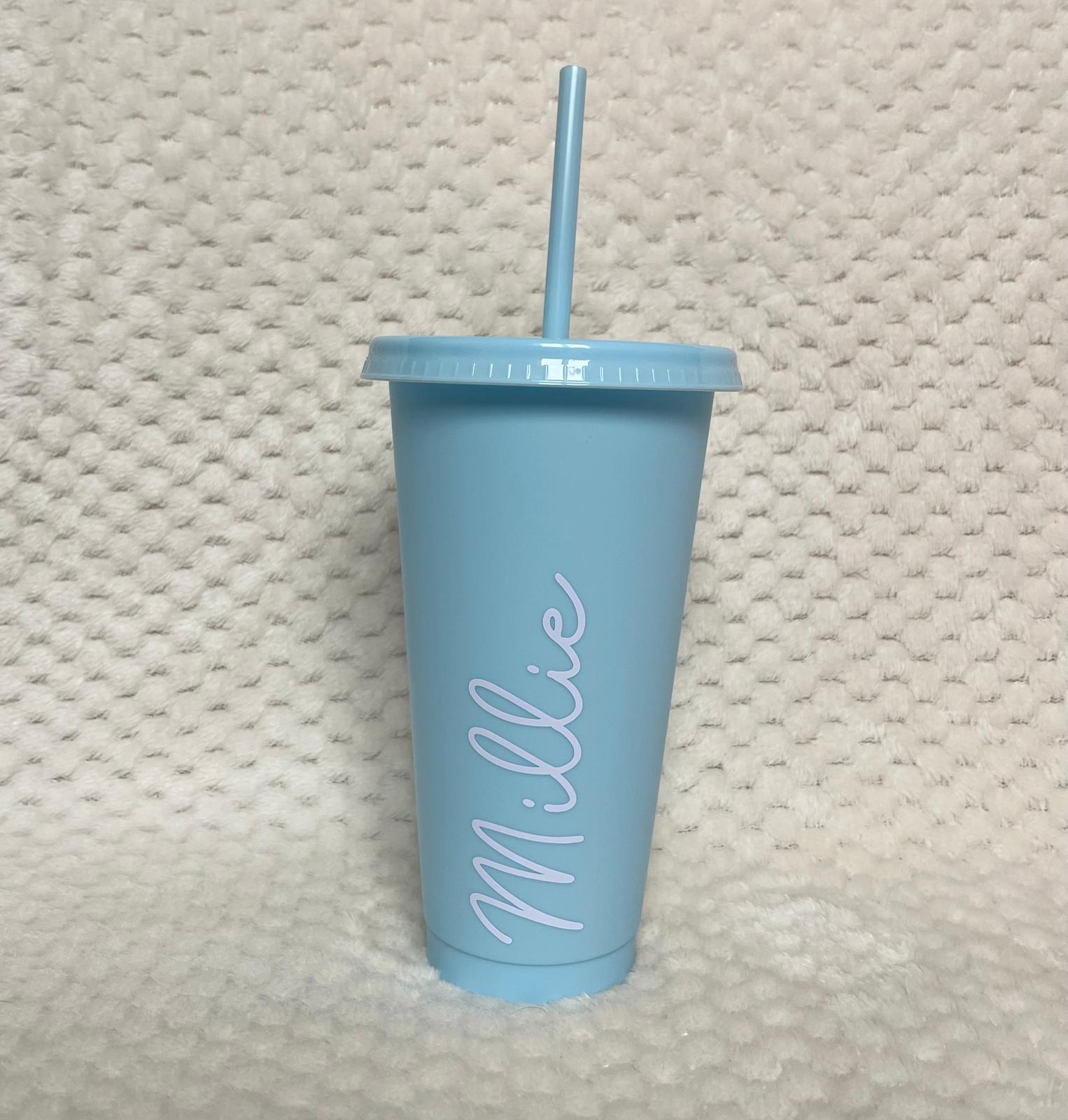 Personalised Cold Cup With Straw and Lid - Etsy UK