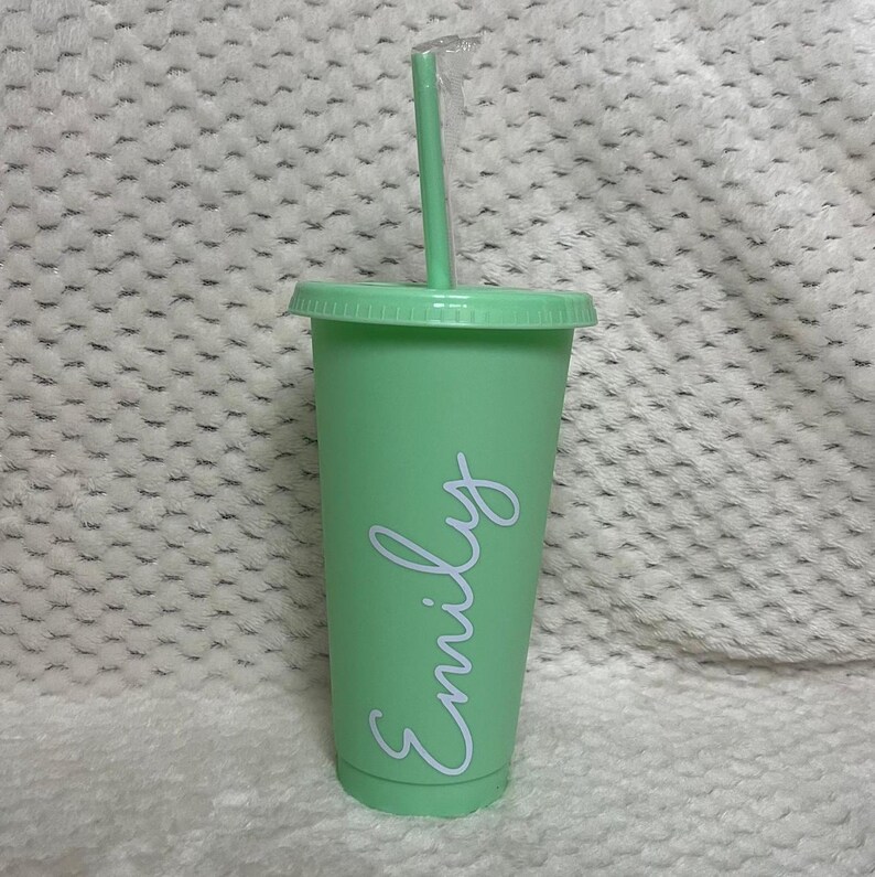 Personalised Cold Cup With Straw and Lid - Etsy UK