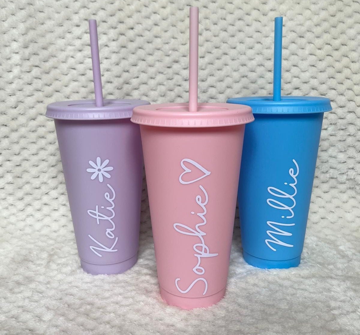 Personalised Cold Cup With Straw and Lid - Etsy UK