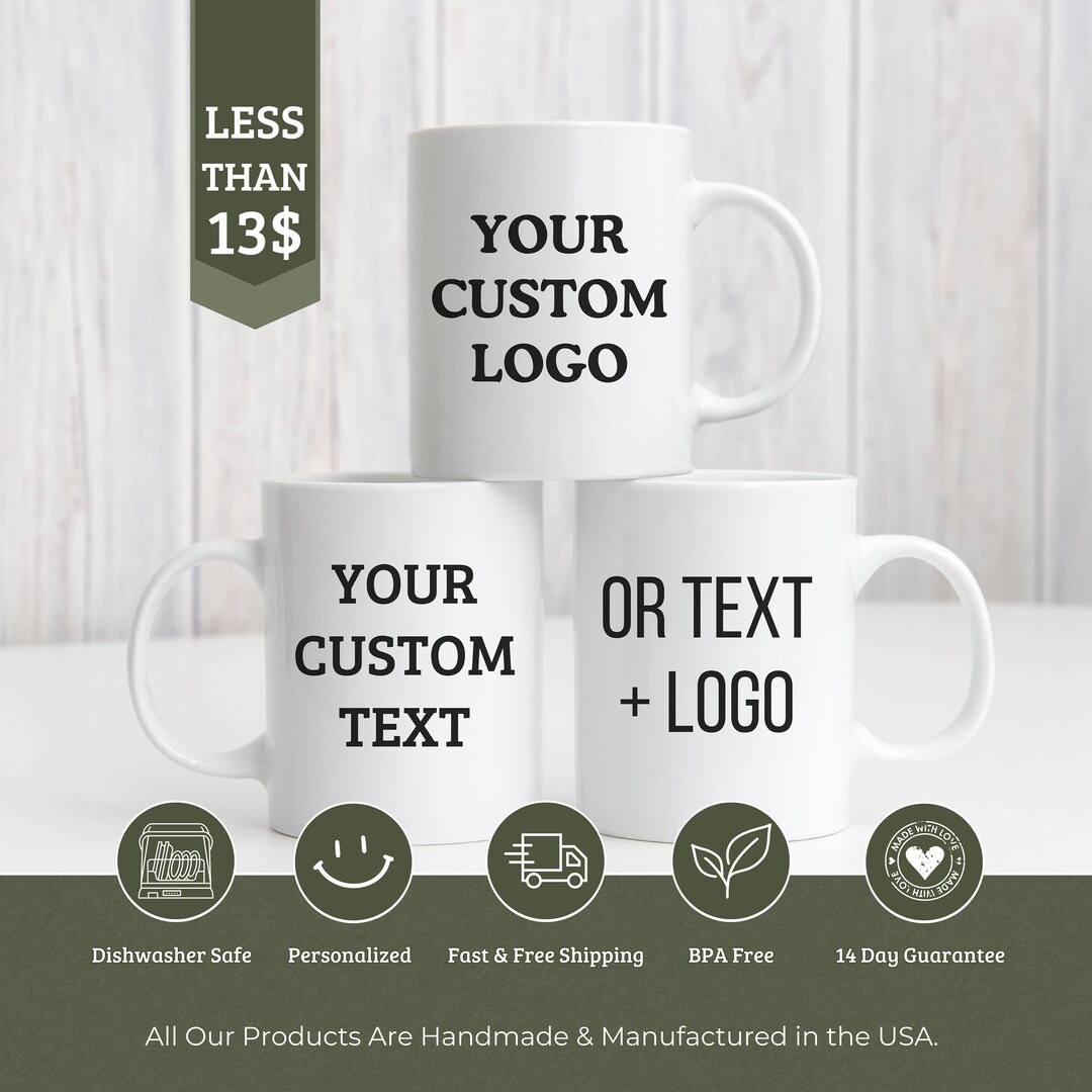 Custom Logo Mug Bulk, Promotional Business Mugs, Wholesale Coffee Cup ...