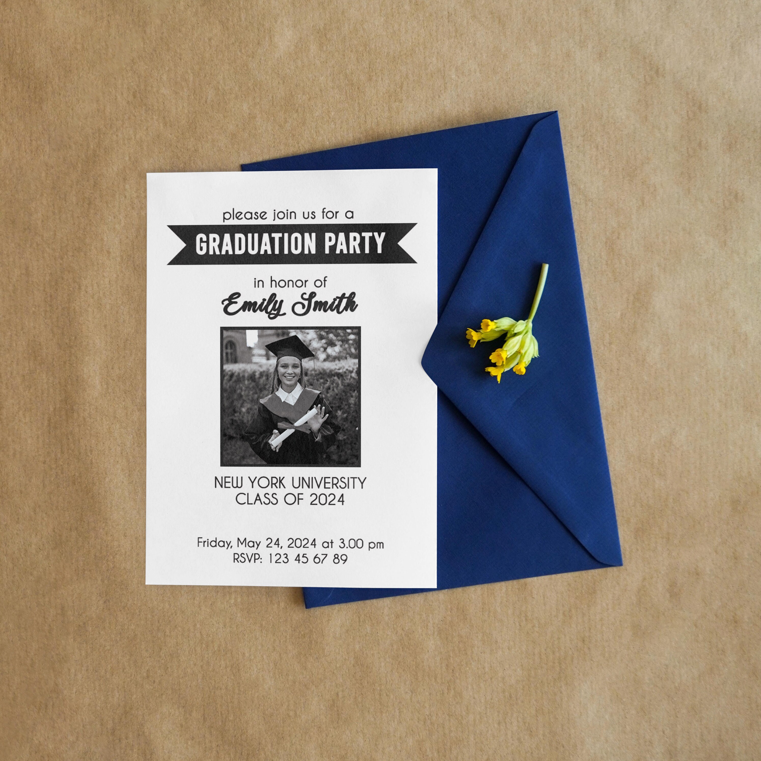 Customizable Graduation Invitation, Graduation Party Announcement Card ...