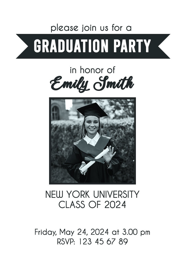 Customizable Graduation Invitation, Graduation Party Announcement Card ...