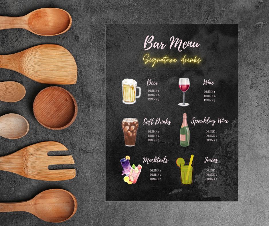 Stylish Cocktail Menu Template: Bar & Wedding Drinks (canva) - Etsy