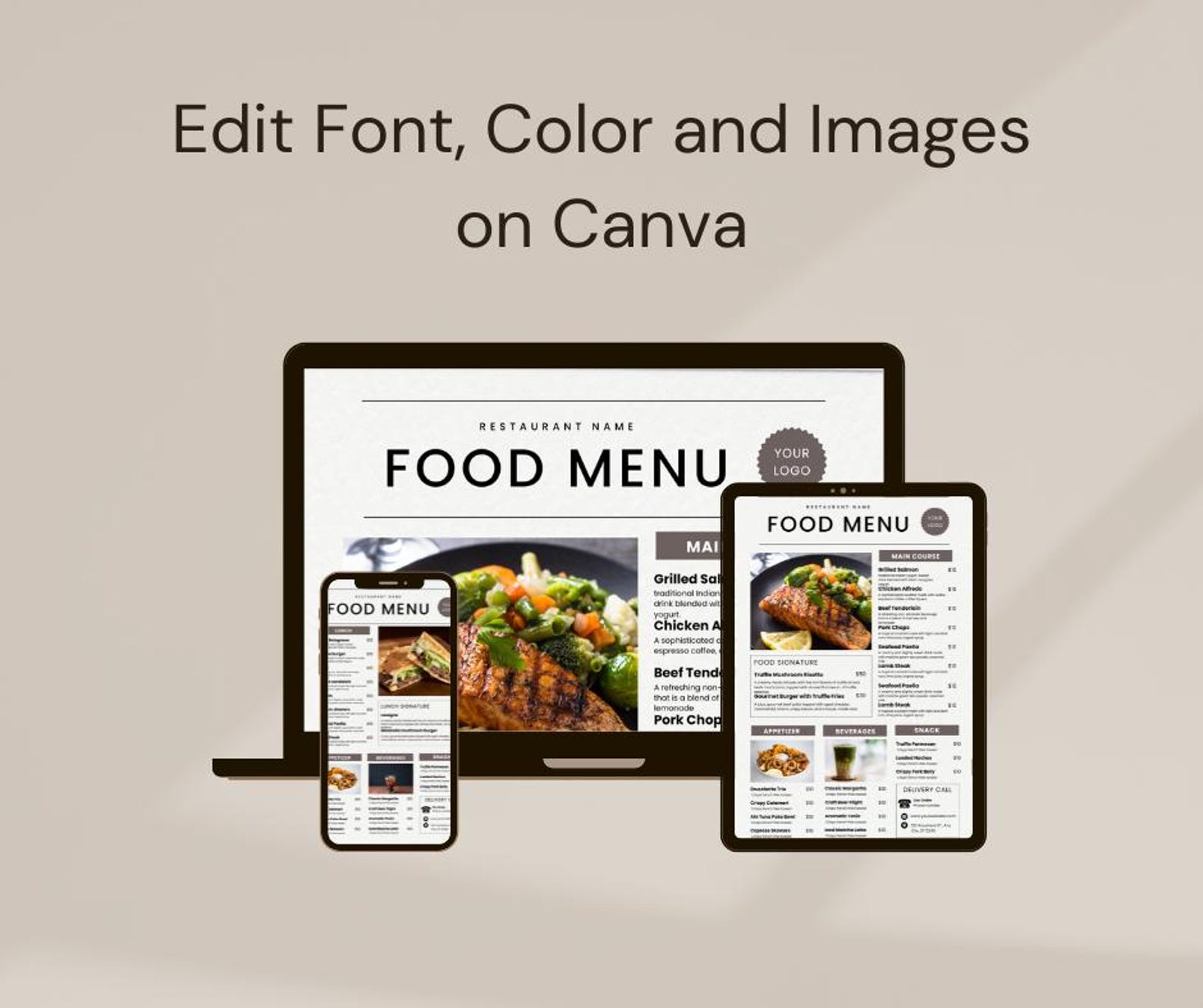 Editable Restaurant Menu Template: Canva Design (11x17 Size) - Etsy