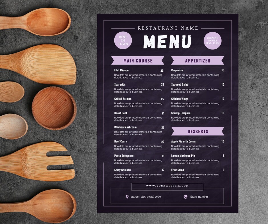 Editable Restaurant Menu Template: Canva Drink Menu (A4) - Etsy