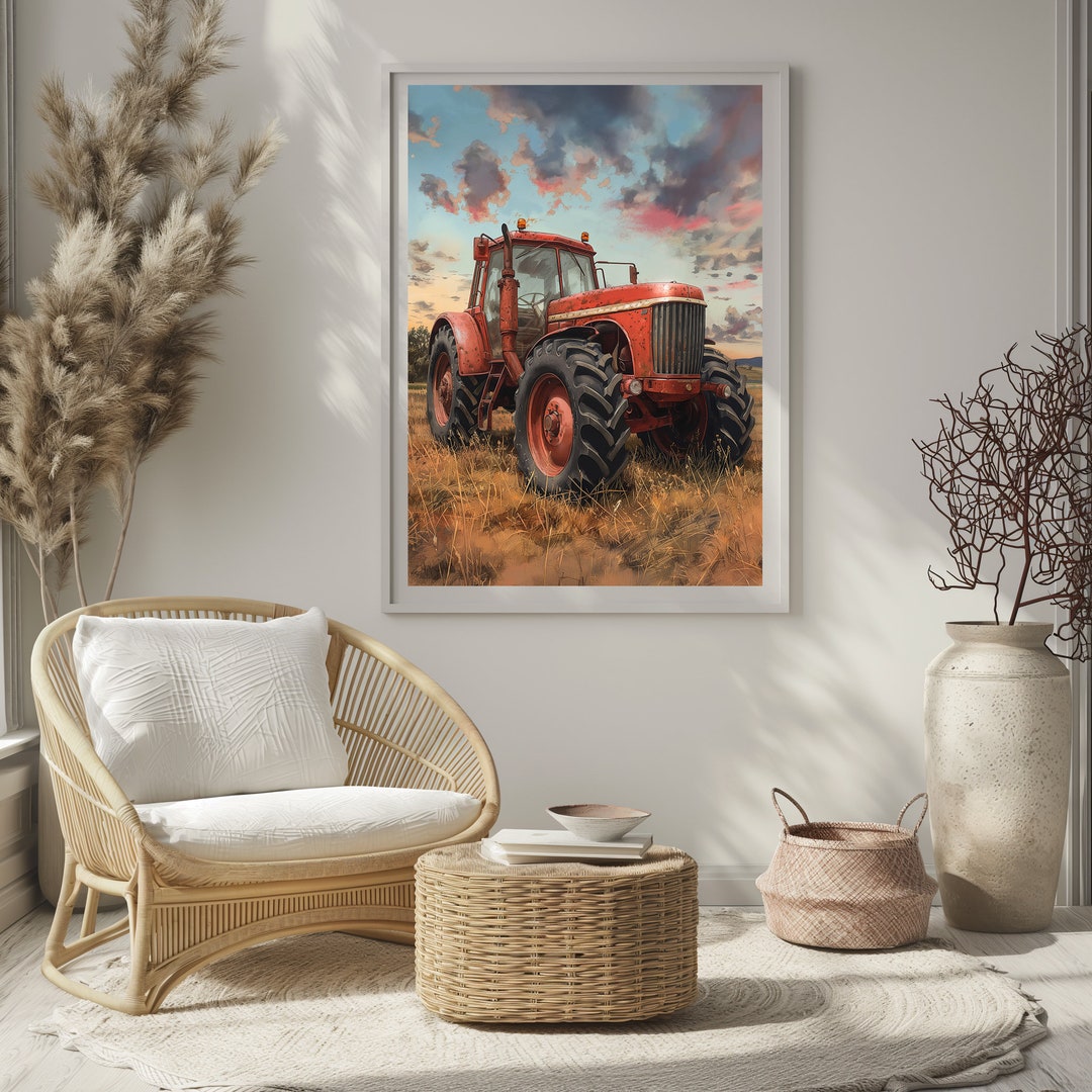 Vintage Tractor Print, Rustic Tractor Wall Decor, Muted Colors ...