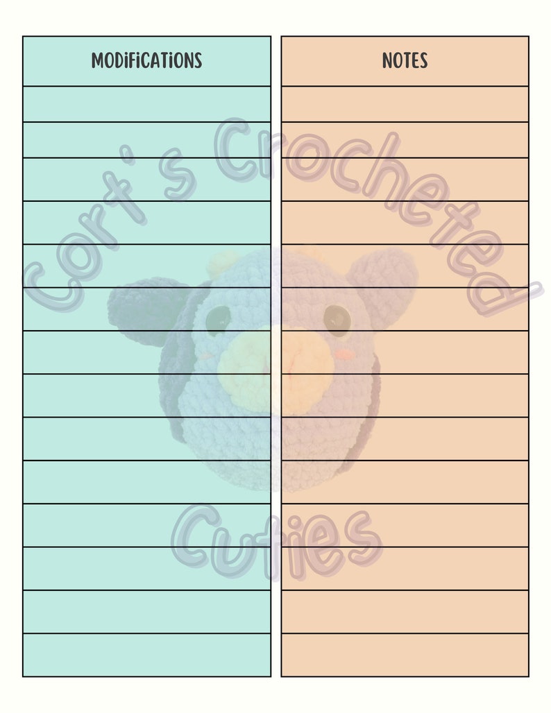 Crochet Pattern Note Pages. Crochet Pattern Planner for Reviewing ...