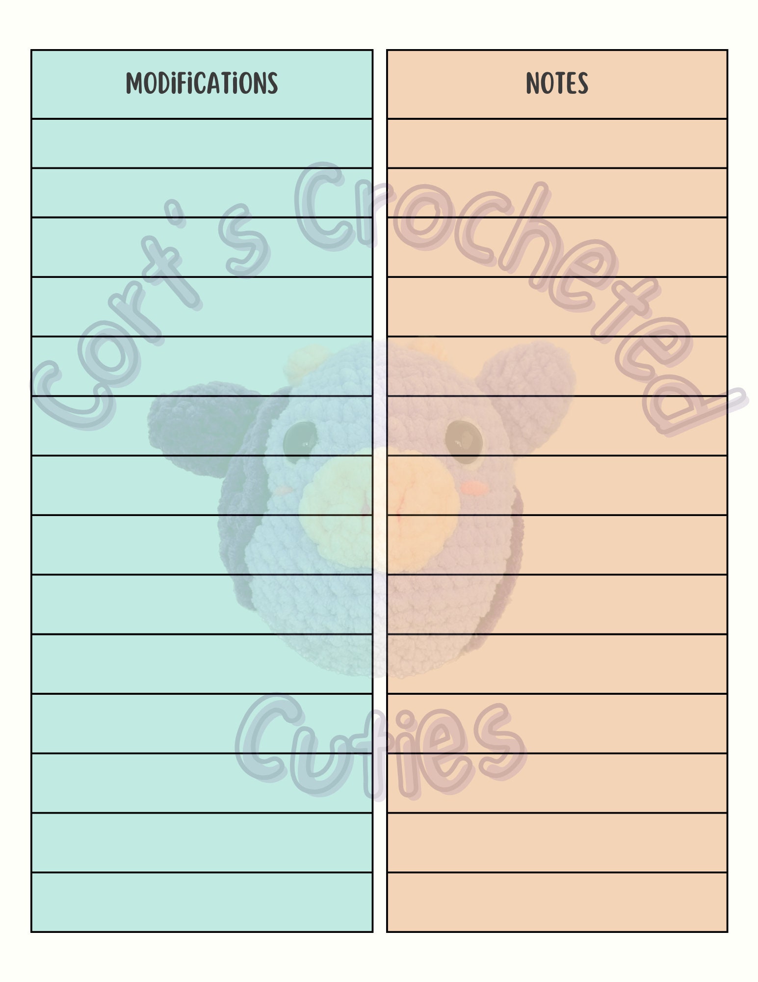 Crochet Pattern Note Pages. Crochet Pattern Planner for Reviewing ...