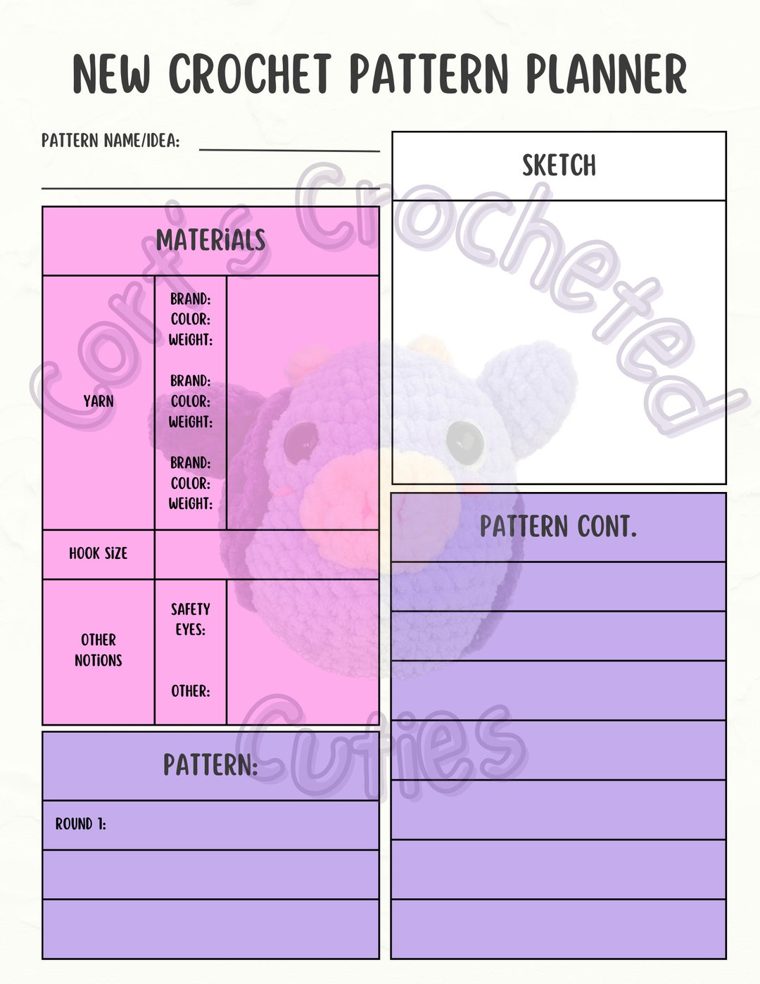 New Crochet Pattern Planner for Creating New Patterns. Crochet Pattern ...