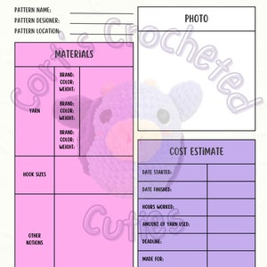 Crochet Pattern Note Pages. Crochet Pattern Planner for Reviewing ...