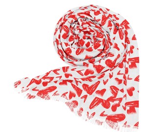 Valentines Day Scarf and Fingerless Gloves Set With Heart by Afra - Etsy