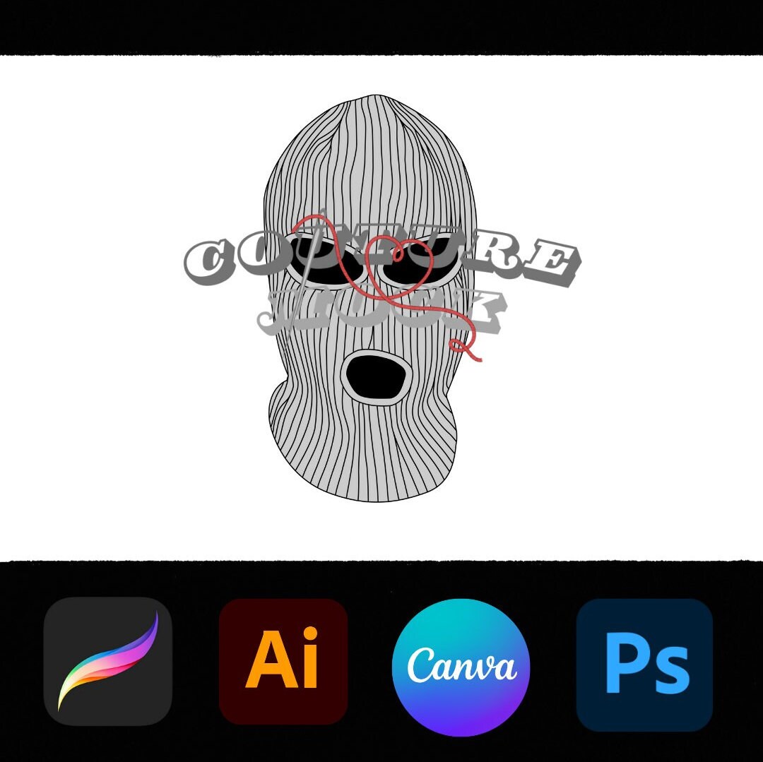 Streetwear Ski Mask Vector Mockup Template Adobe Illustrator - Etsy