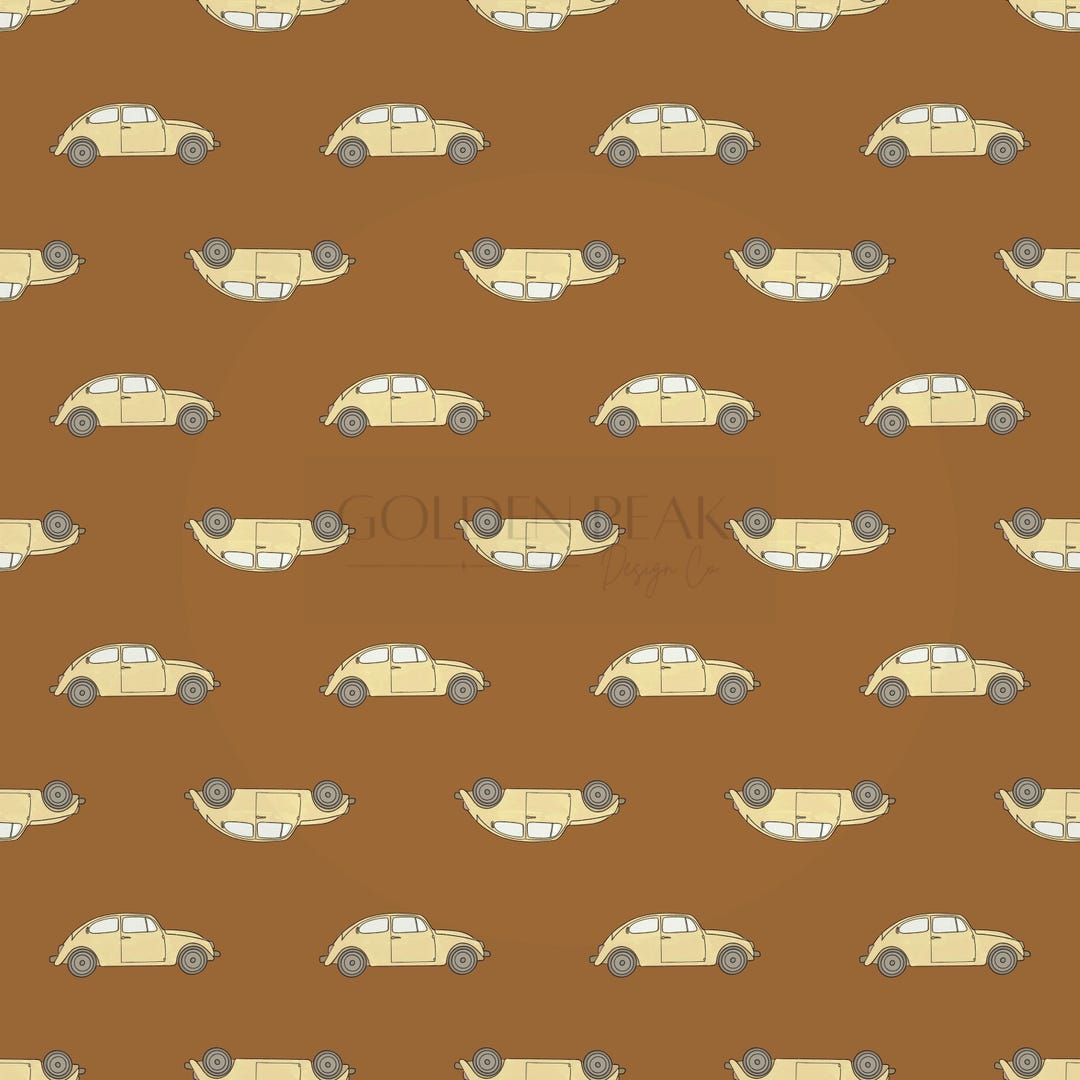 Vintage Beetle Car Seamless Pattern (2),retro Car Digital Paper, Boys ...