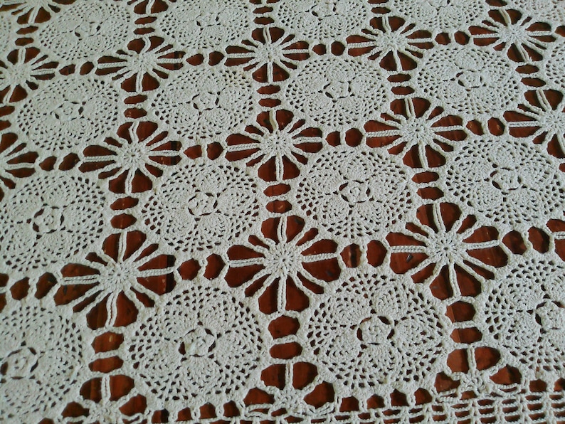 Vintage Crocheted Tablecloth, 66 X 79, off White - Etsy