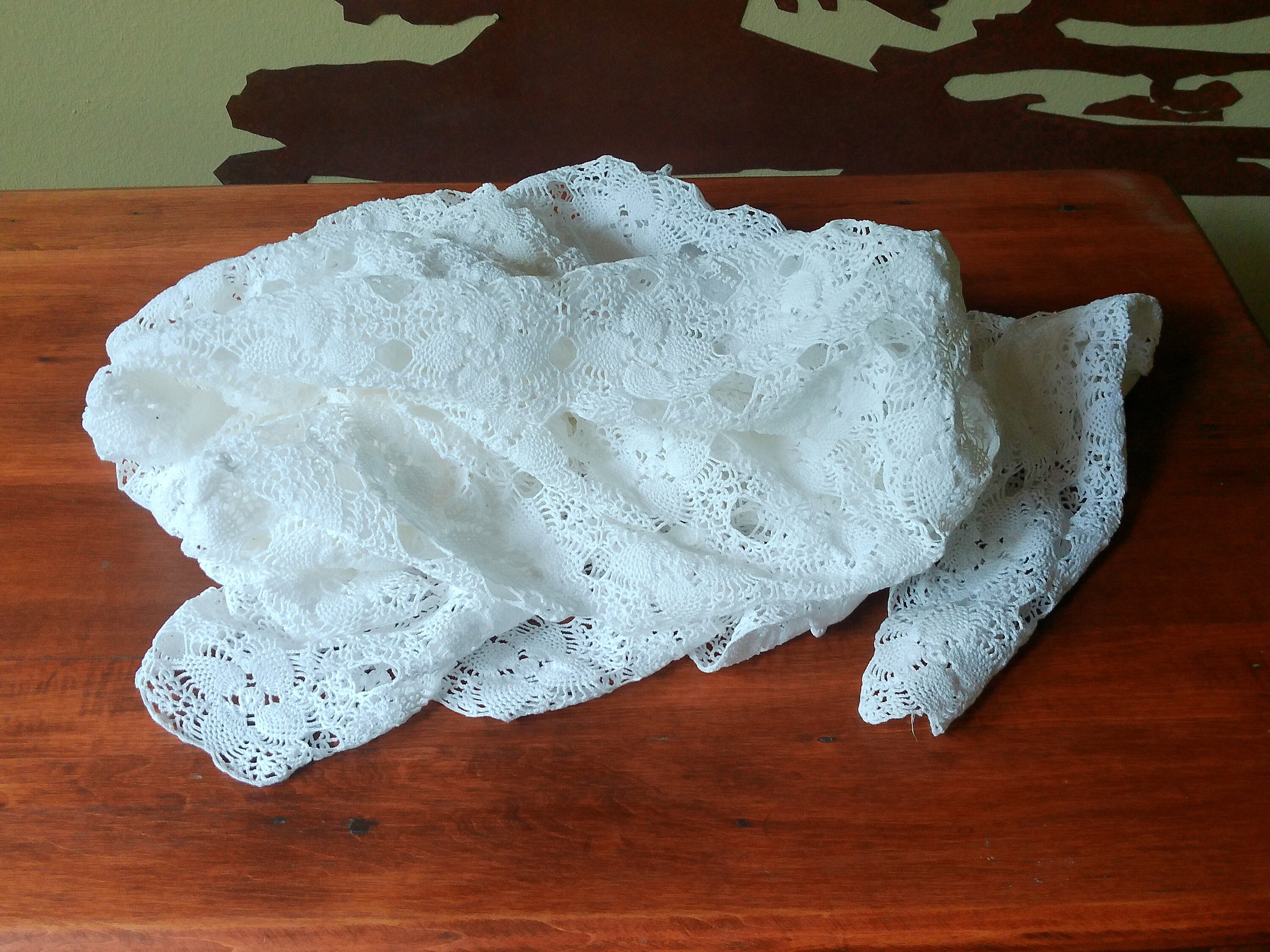 Doily Lot, Vintage Crocheted Tablecloth and 3 Doilies, White - Etsy