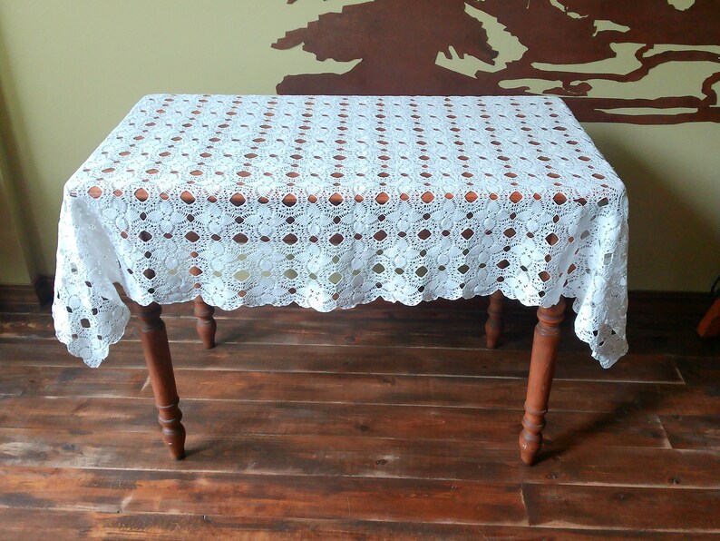 Doily Lot, Vintage Crocheted Tablecloth and 3 Doilies, White - Etsy