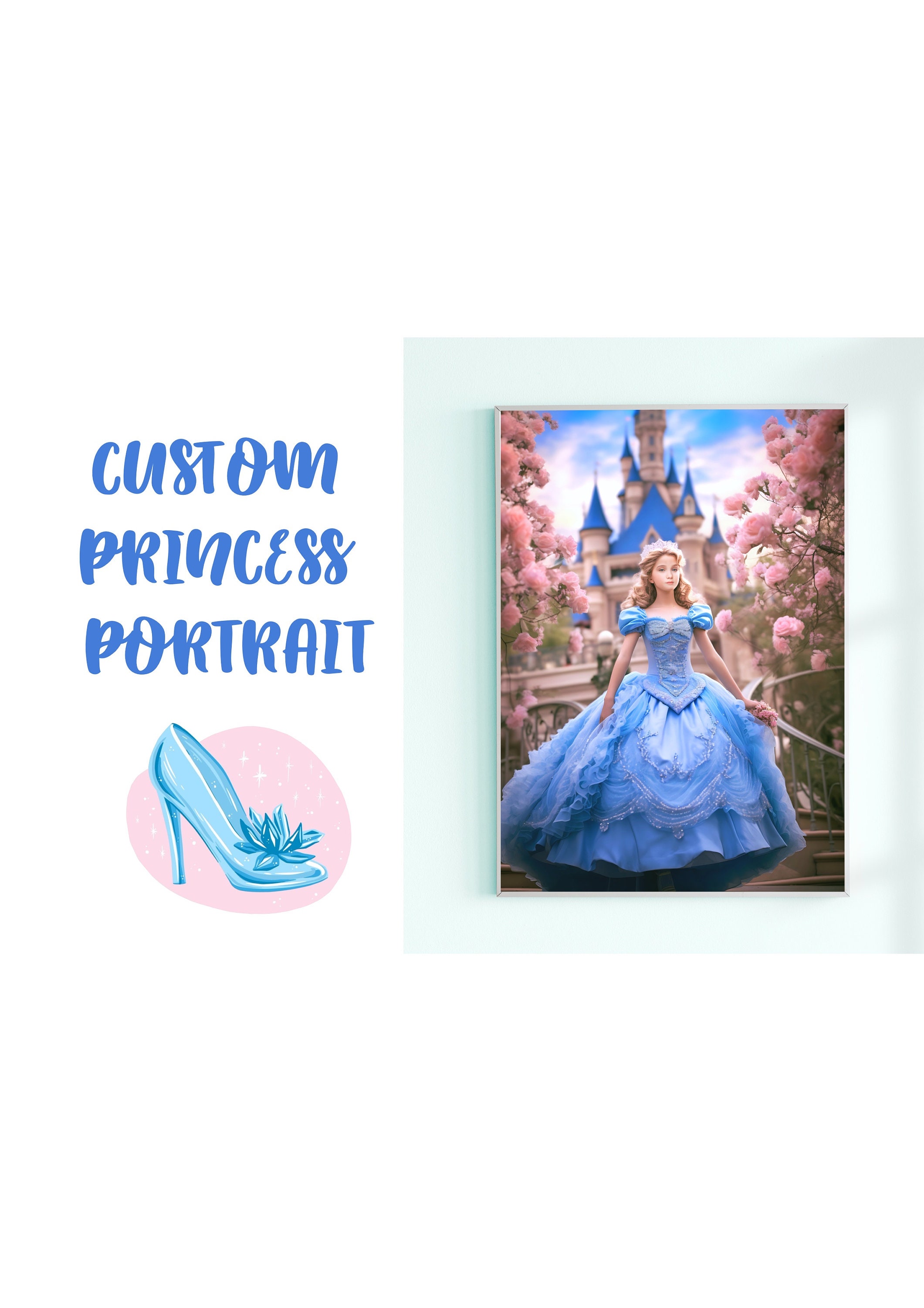 Digital Princess Portrait, Princess Gift, Personalized Princess ...