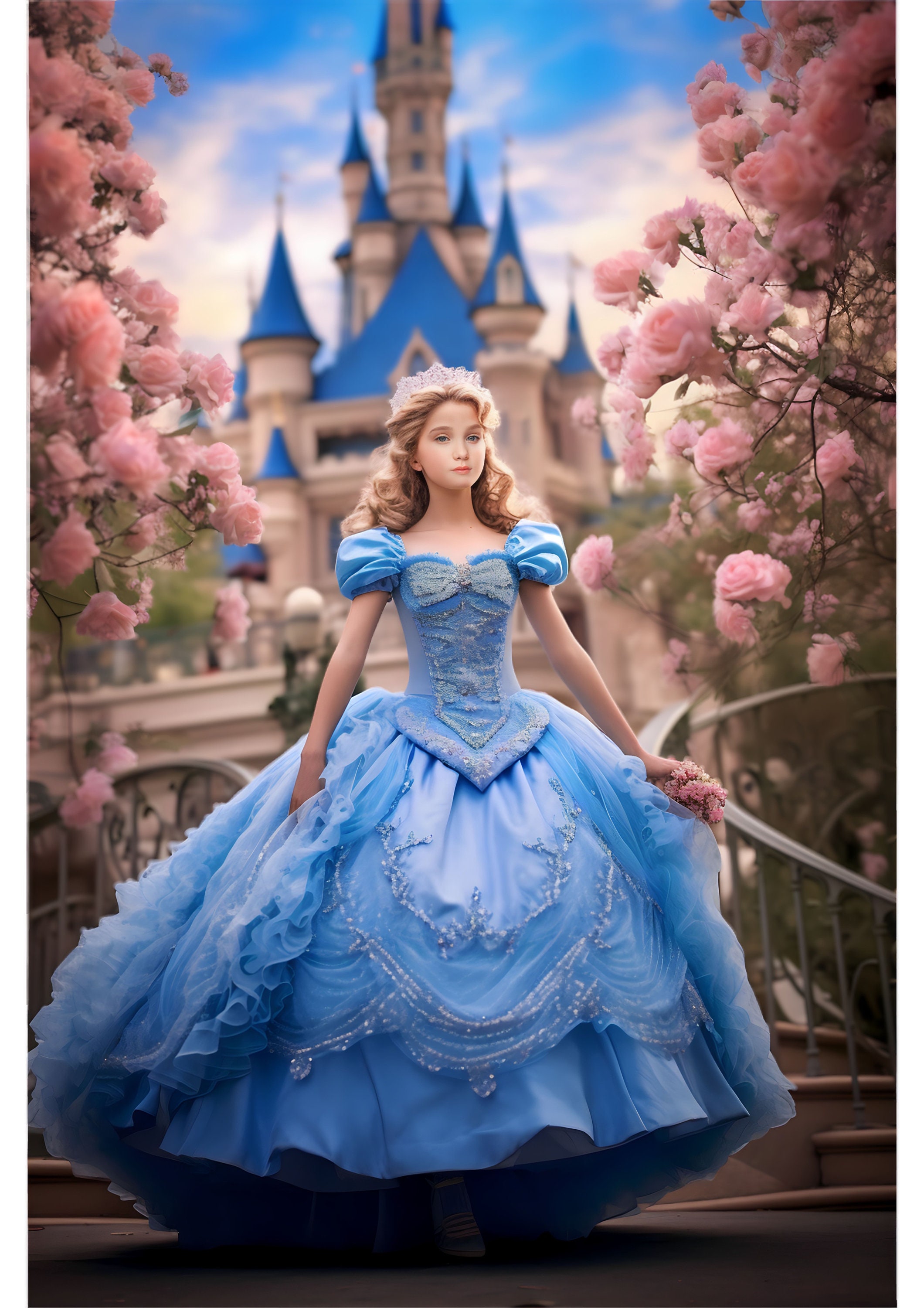 Digital Princess Portrait, Princess Gift, Personalized Princess ...