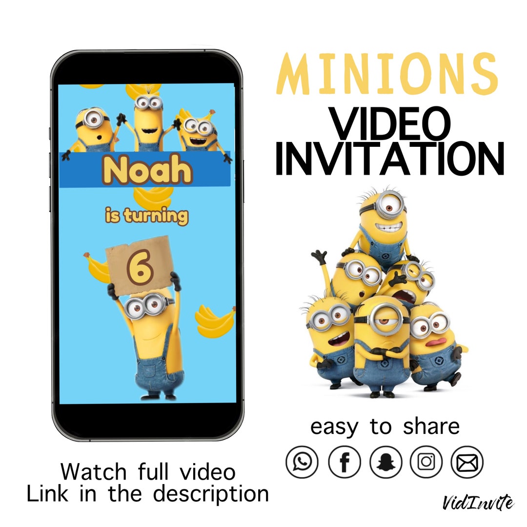 Minions Video Invitation, Minions Birthday Video Invitation, Digital ...