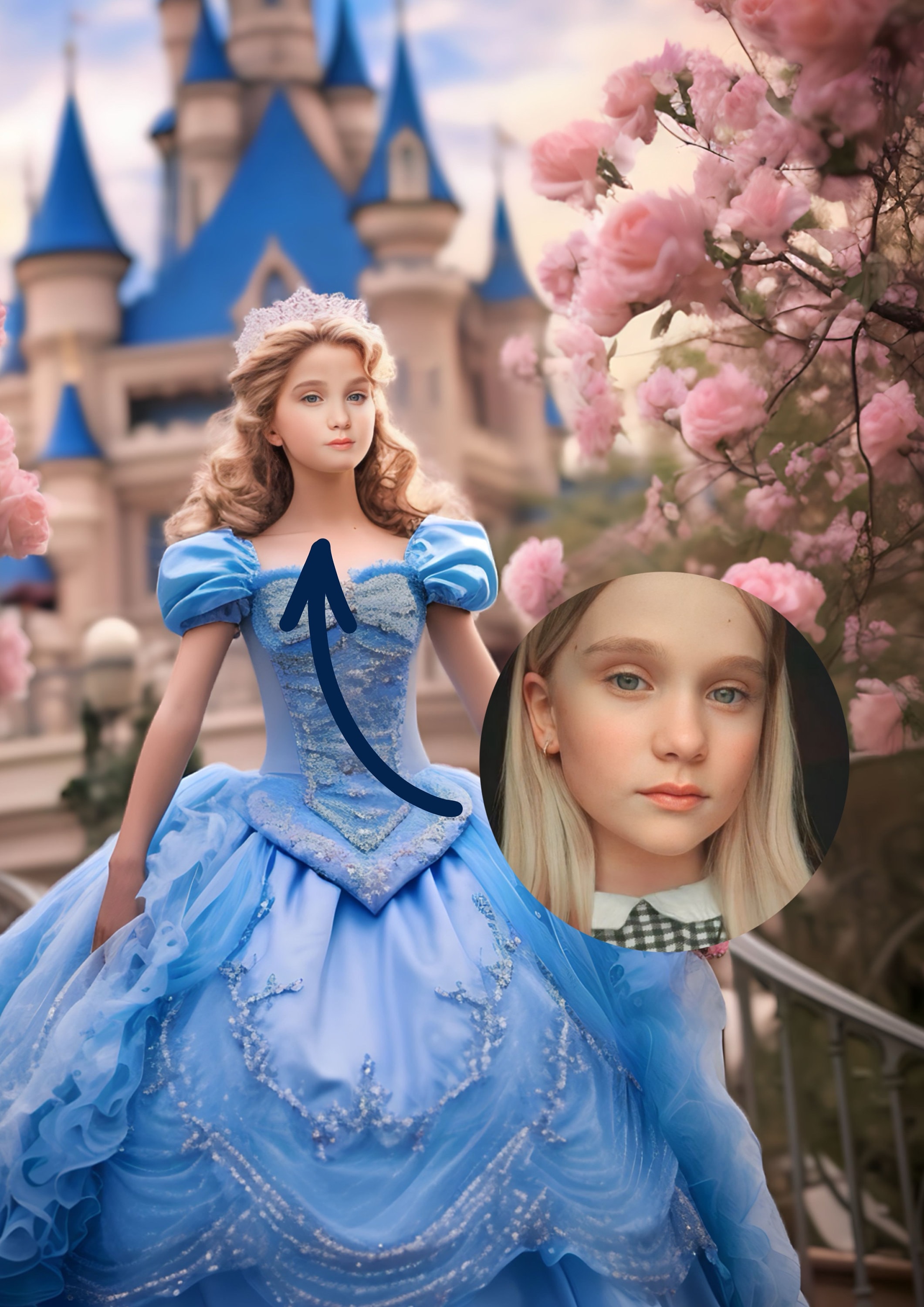 Digital Princess Portrait, Princess Gift, Personalized Princess ...