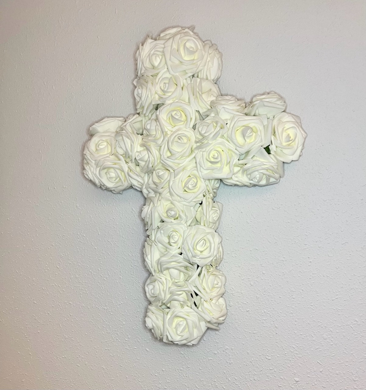 Wall Cross Wall Decor White Rose Cross Decoration Floral Wall Cross ...