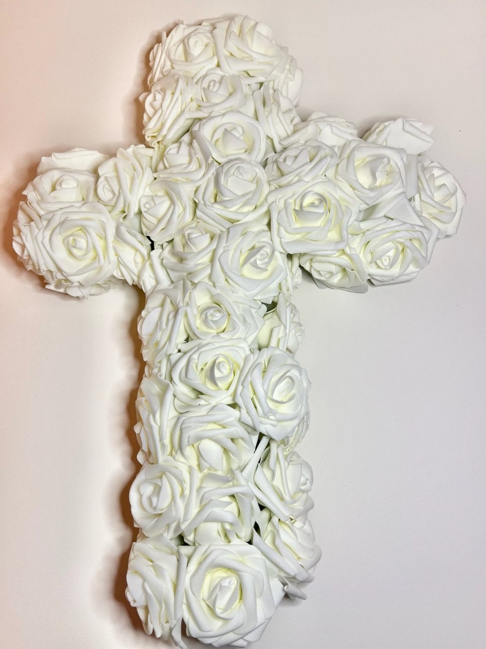 Wall Cross Wall Decor White Rose Cross Decoration Floral Wall Cross ...