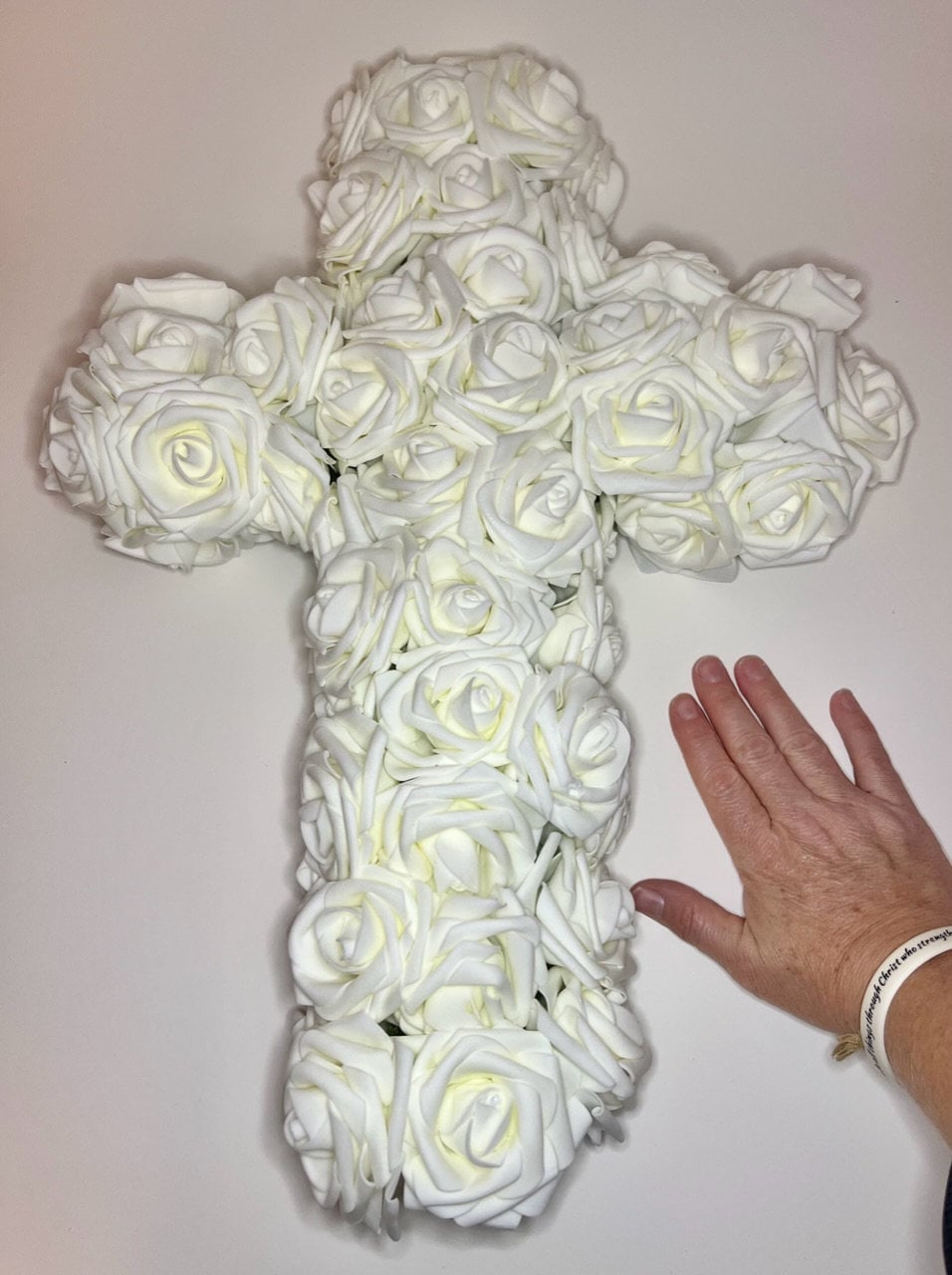 Wall Cross Wall Decor White Rose Cross Decoration Floral Wall Cross ...