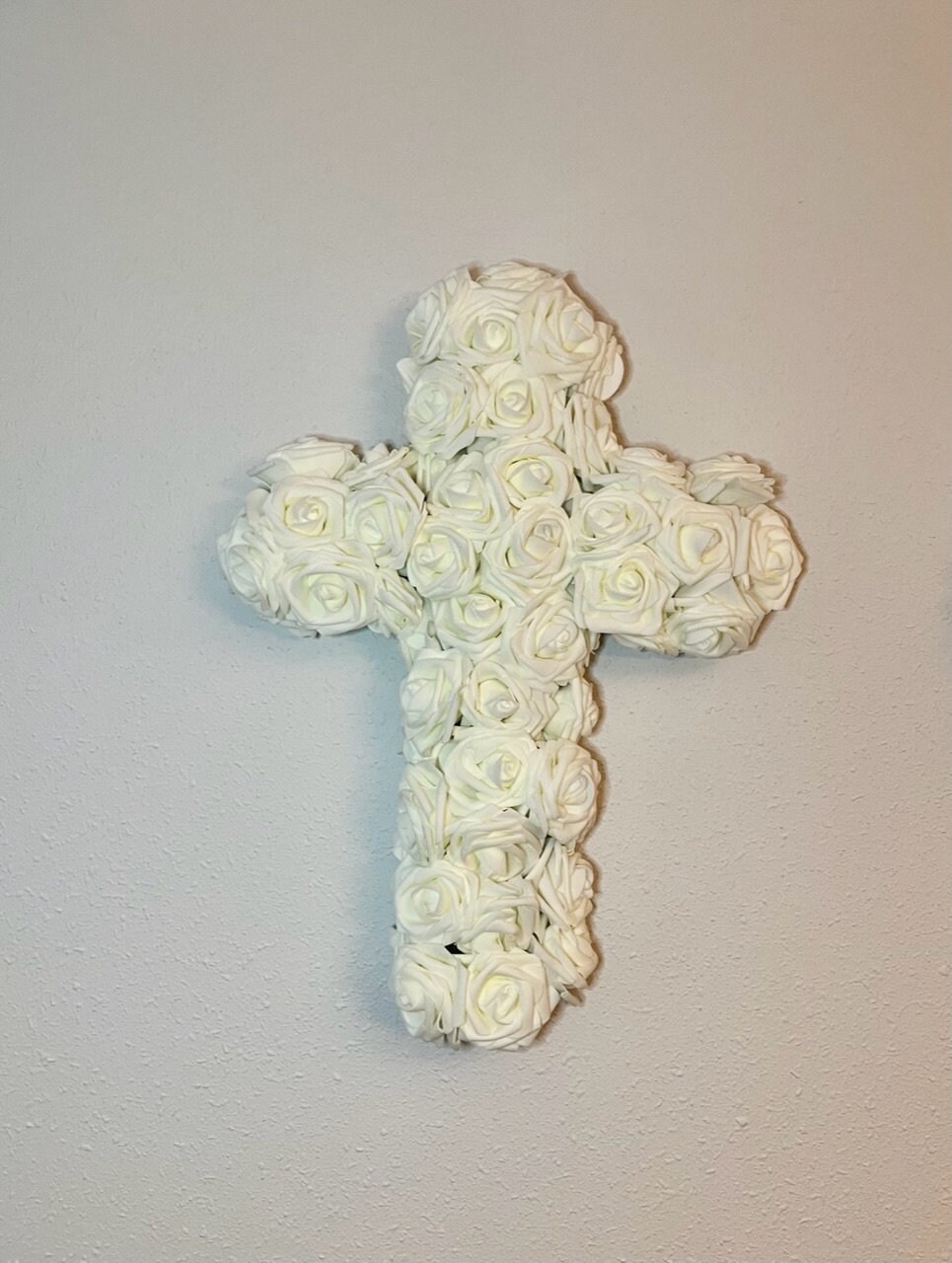 Wall Cross Wall Decor White Rose Cross Decoration Floral Wall Cross ...
