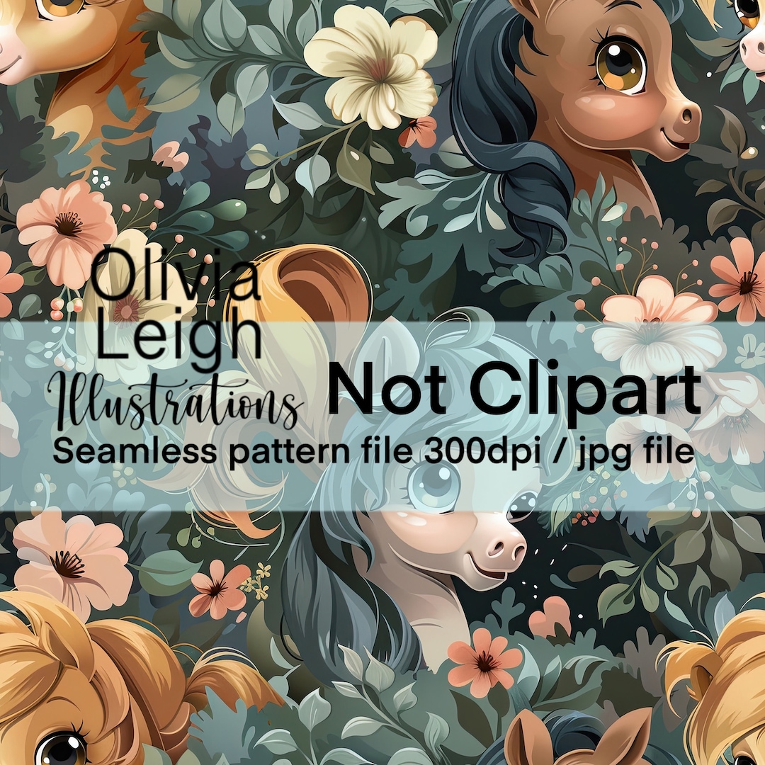 Cute Pony Seamless Repeating Pattern. Digital Paper. DIGITAL DOWNLOAD ...