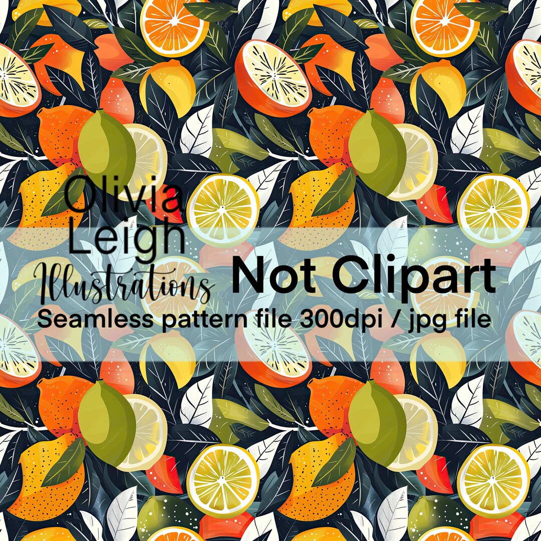Citrus Fruit Seamless Repeating Pattern. Digital Paper. DIGITAL ...