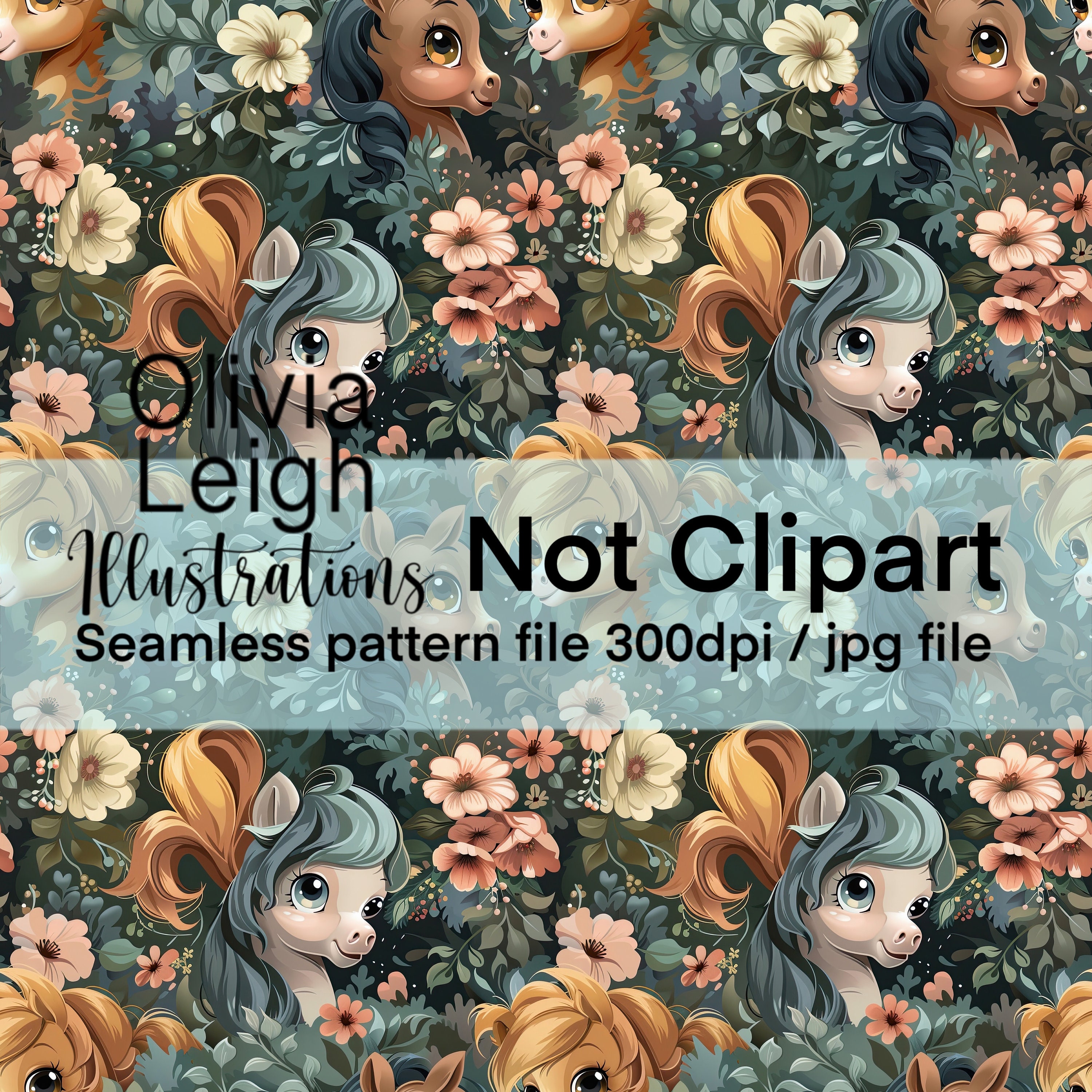Cute Pony Seamless Repeating Pattern. Digital Paper. DIGITAL DOWNLOAD ...