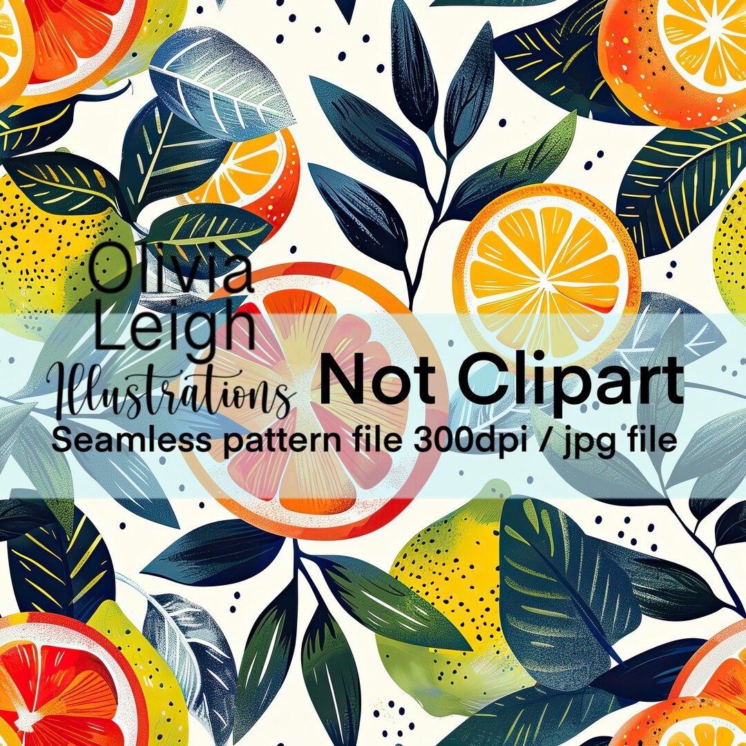 Citrus Fruit Seamless Repeating Pattern. Digital Paper. DIGITAL ...
