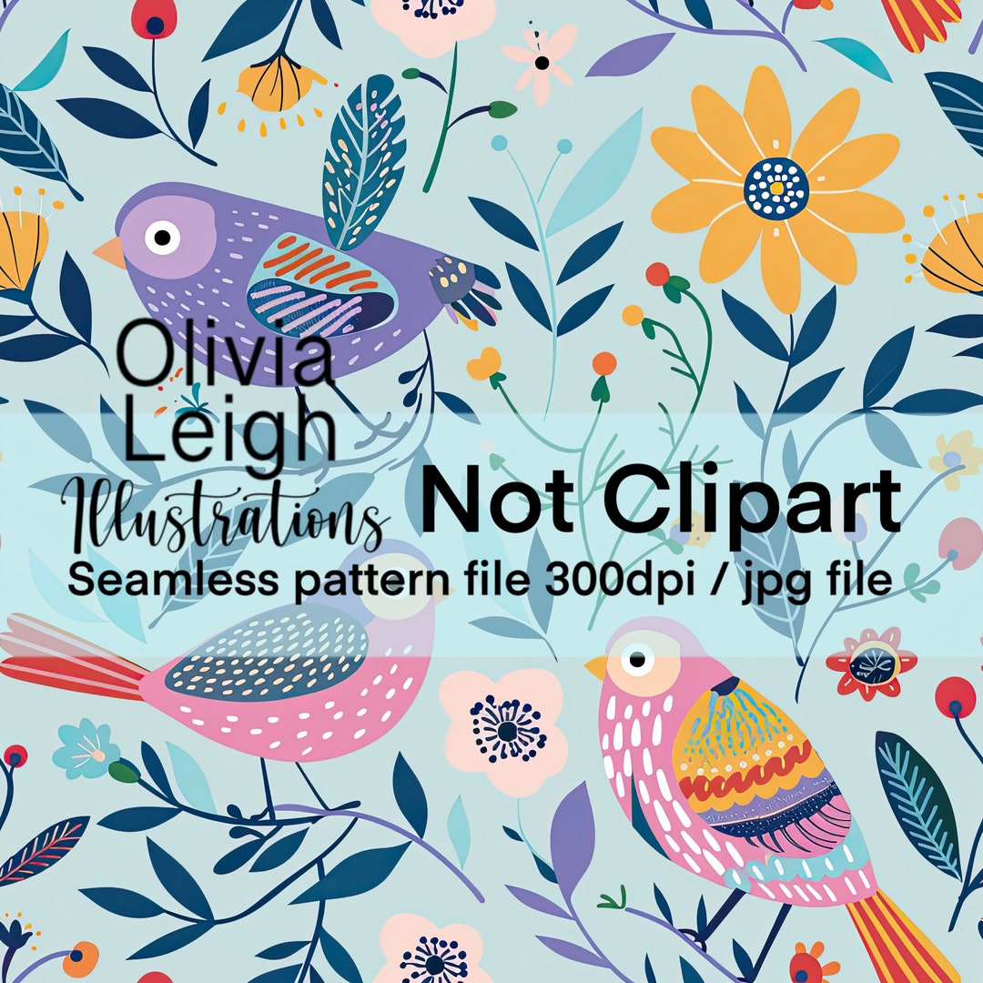 Cute Birds Seamless Repeating Pattern. Digital Paper. DIGITAL DOWNLOAD ...
