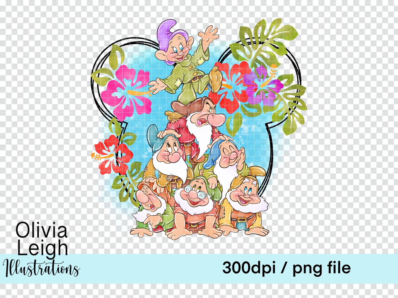 Seven Dwarfs Princess Snow White Clipart Sublimation Shirt Design PNG ...