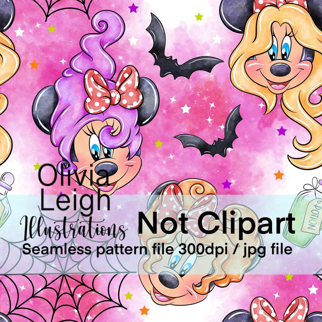 Hocus Pocus Minnie Seamless Repeating Pattern. Digital Paper. DIGITAL ...