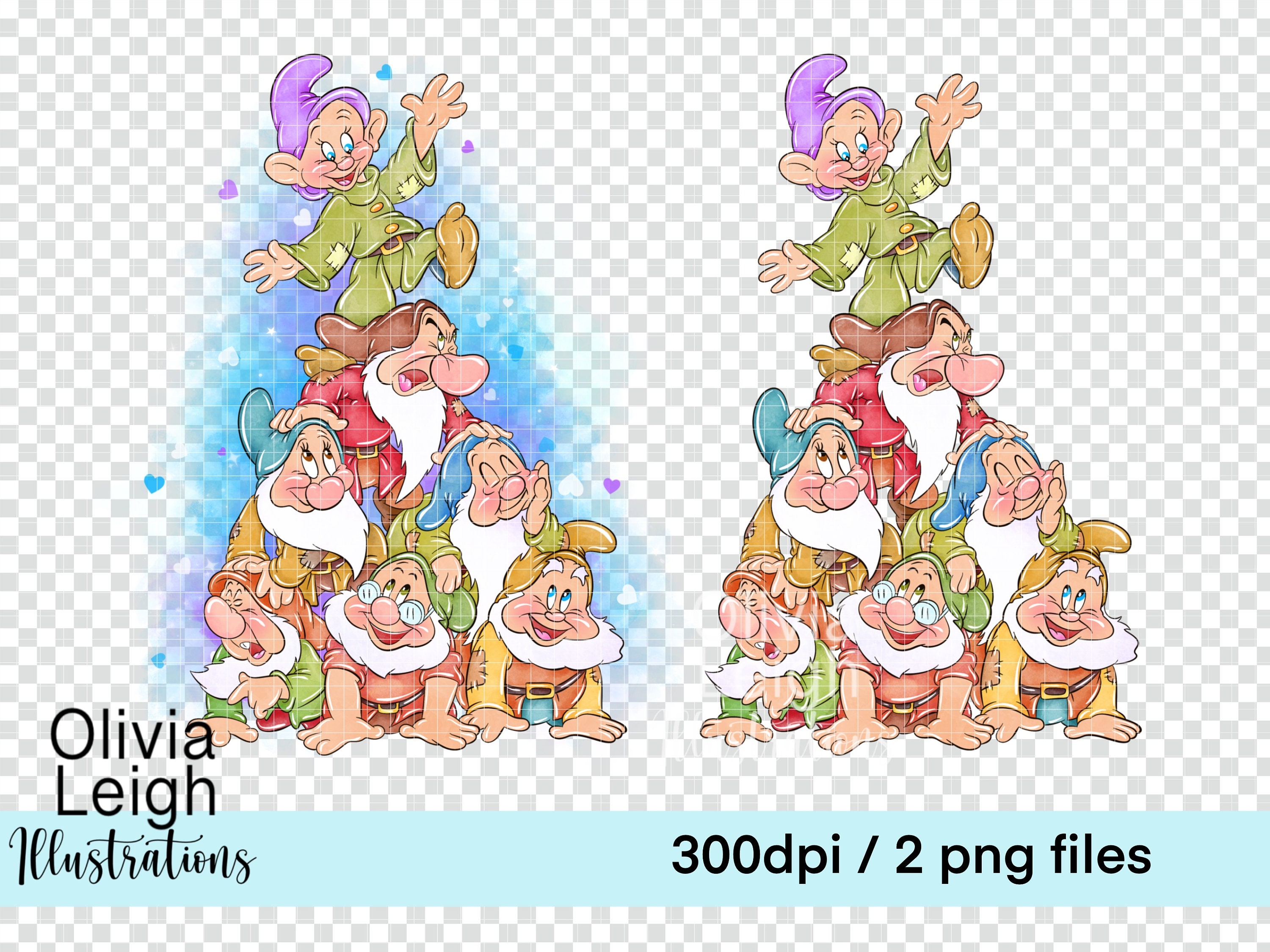 Seven Dwarfs Princess Snow White Clipart Sublimation Shirt Design PNG ...