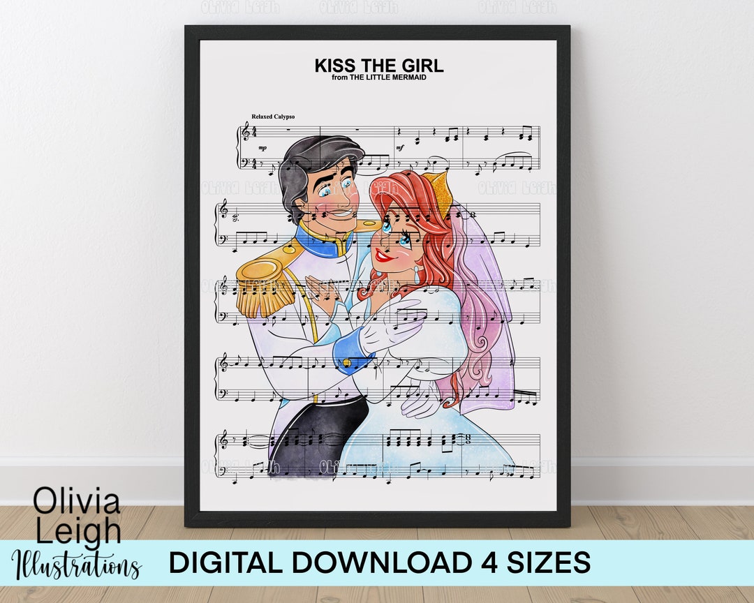 Princesa Ariel La Sirenita Partituras Imprimibles Arte de pared ...