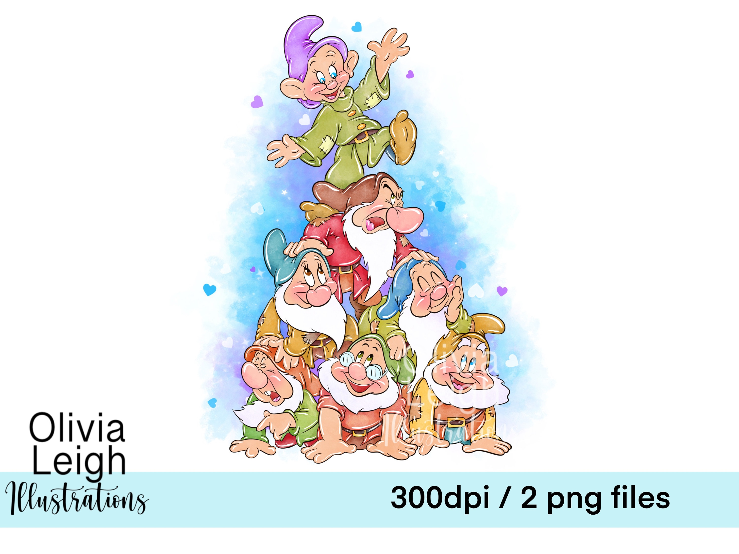 Seven Dwarfs Princess Snow White Clipart Sublimation Shirt Design PNG ...