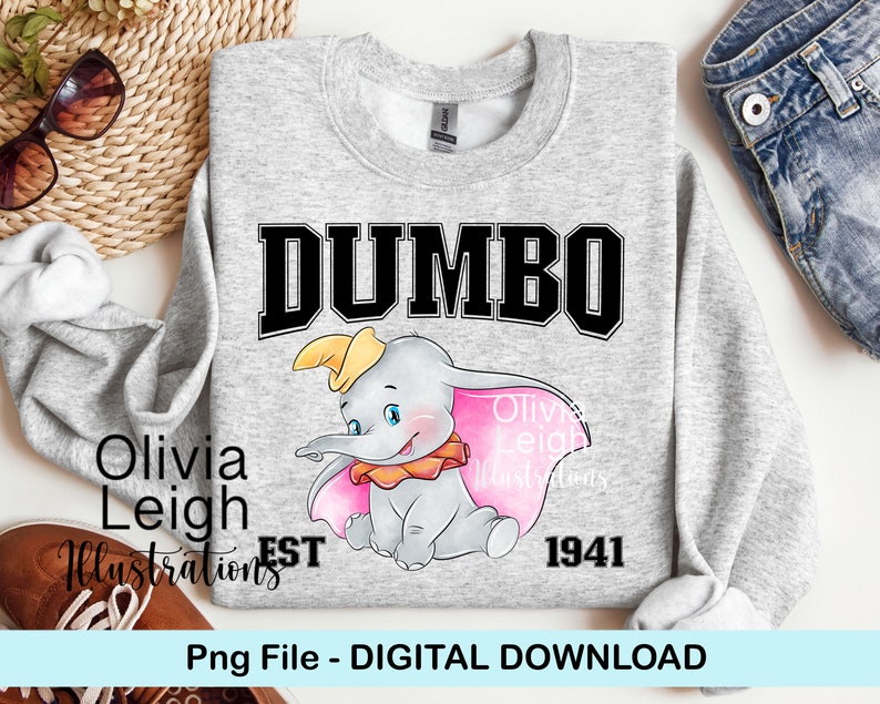 Cute Dumbo Clipart Sublimation Shirt Design PNG File. DIGITAL DOWNLOAD ...
