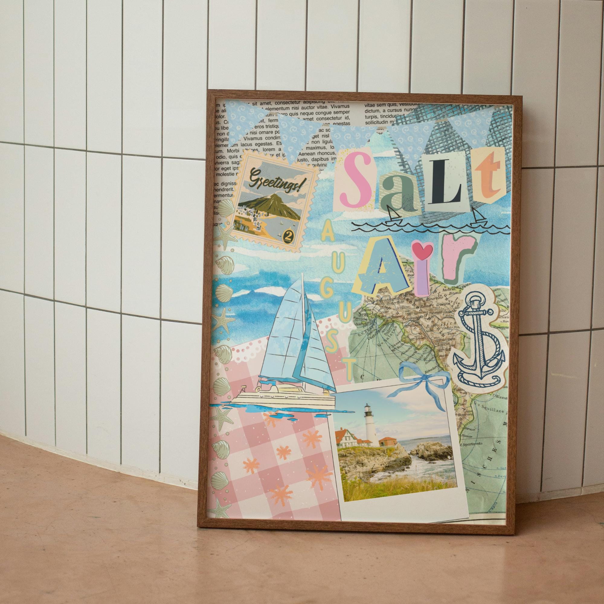 Ocean Collage, Ocean Print, Ocean Art, Coastal Wall Art, Coastal Prints ...