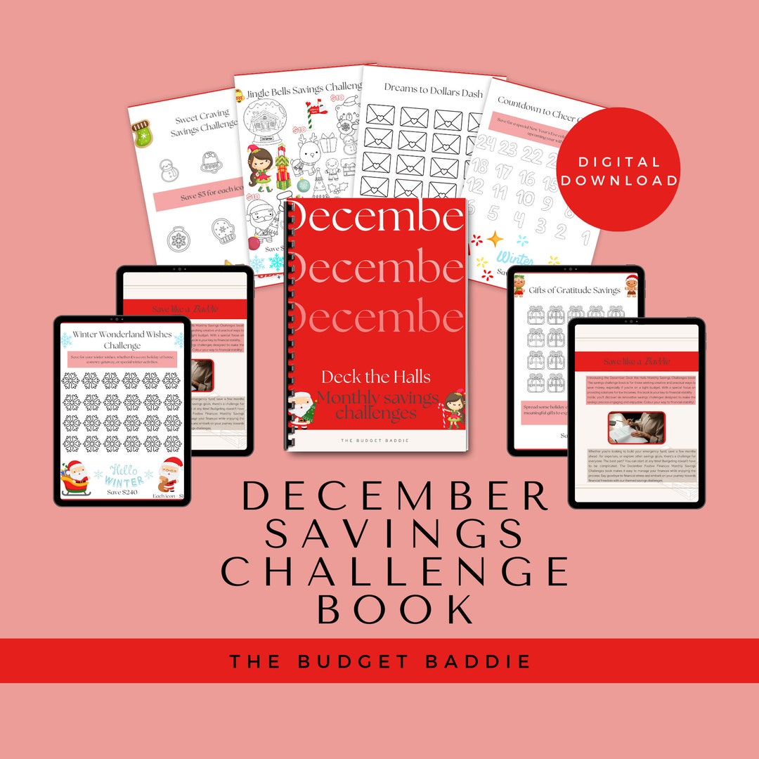December Savings Challenge Book, Christmas Savings, Deck the Halls, Fun ...