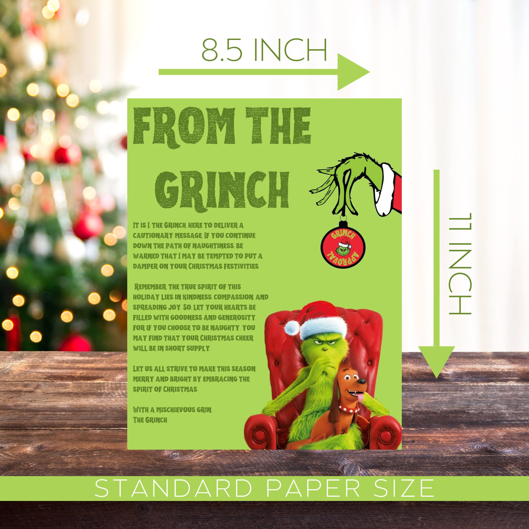 From the Grinch Printout, Pdf Printable, Grinch Letter for Kids, 8.5x11 ...