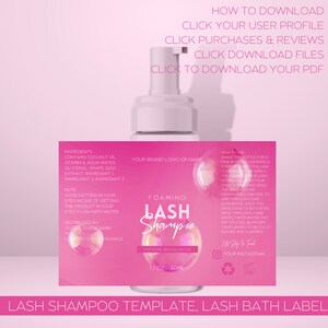 DIY Lash Shampoo Template, Lash Bath Label, Eyelash Cleanser Sticker ...