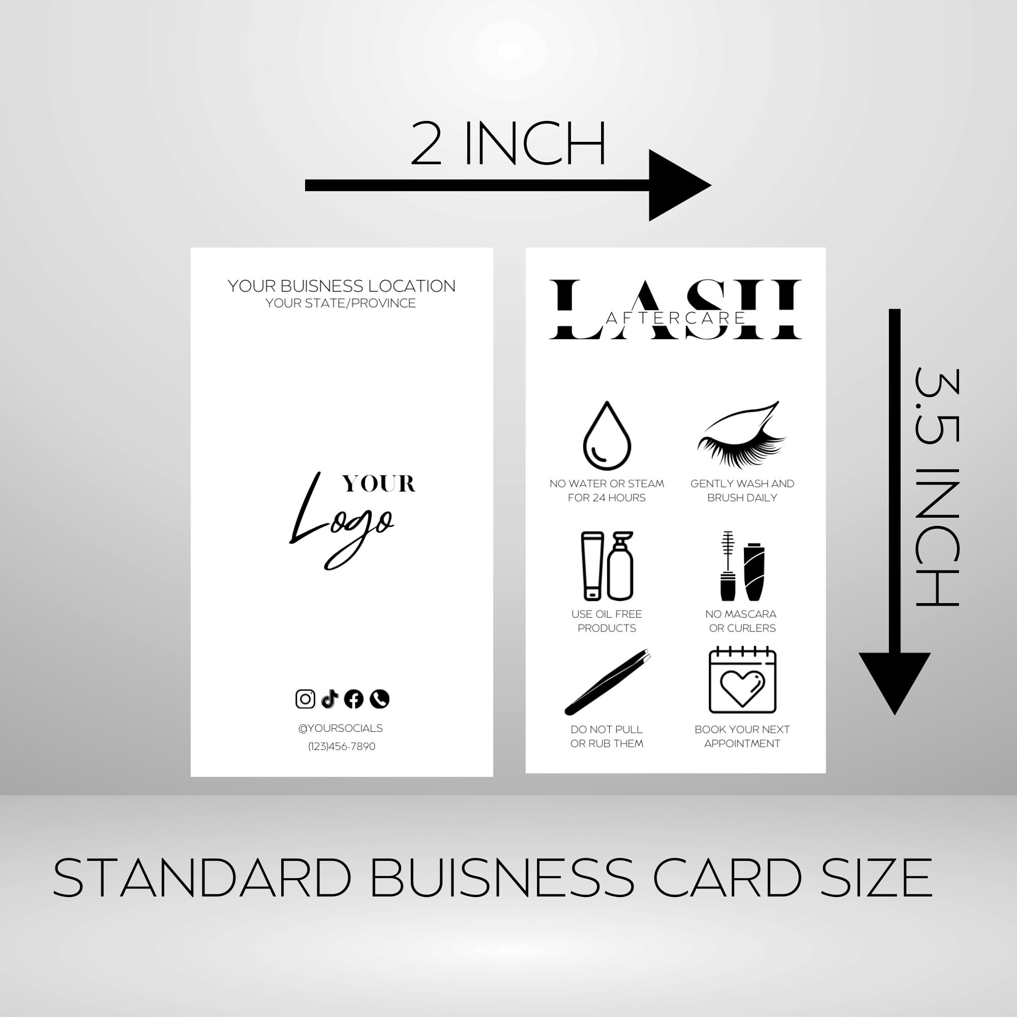 DIY Lash Aftercare Cards Template, Canva Editable Lash Cards, Digital ...