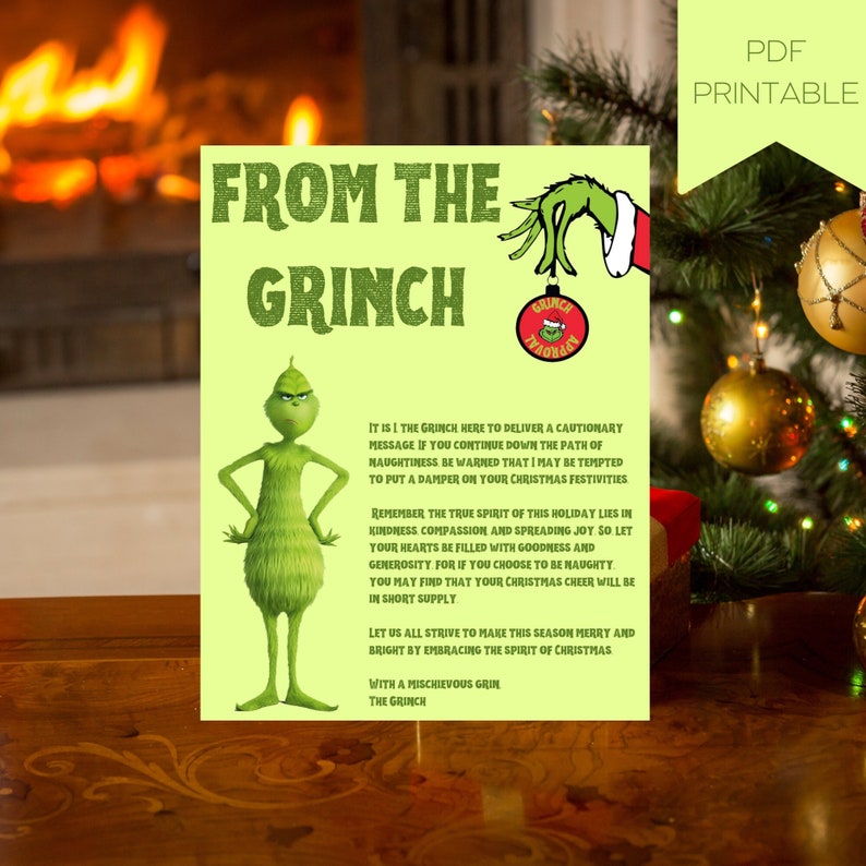 From Grinch Printout, Pdf Printable, Grinch Letter for Kids, 8.5x11 - Etsy