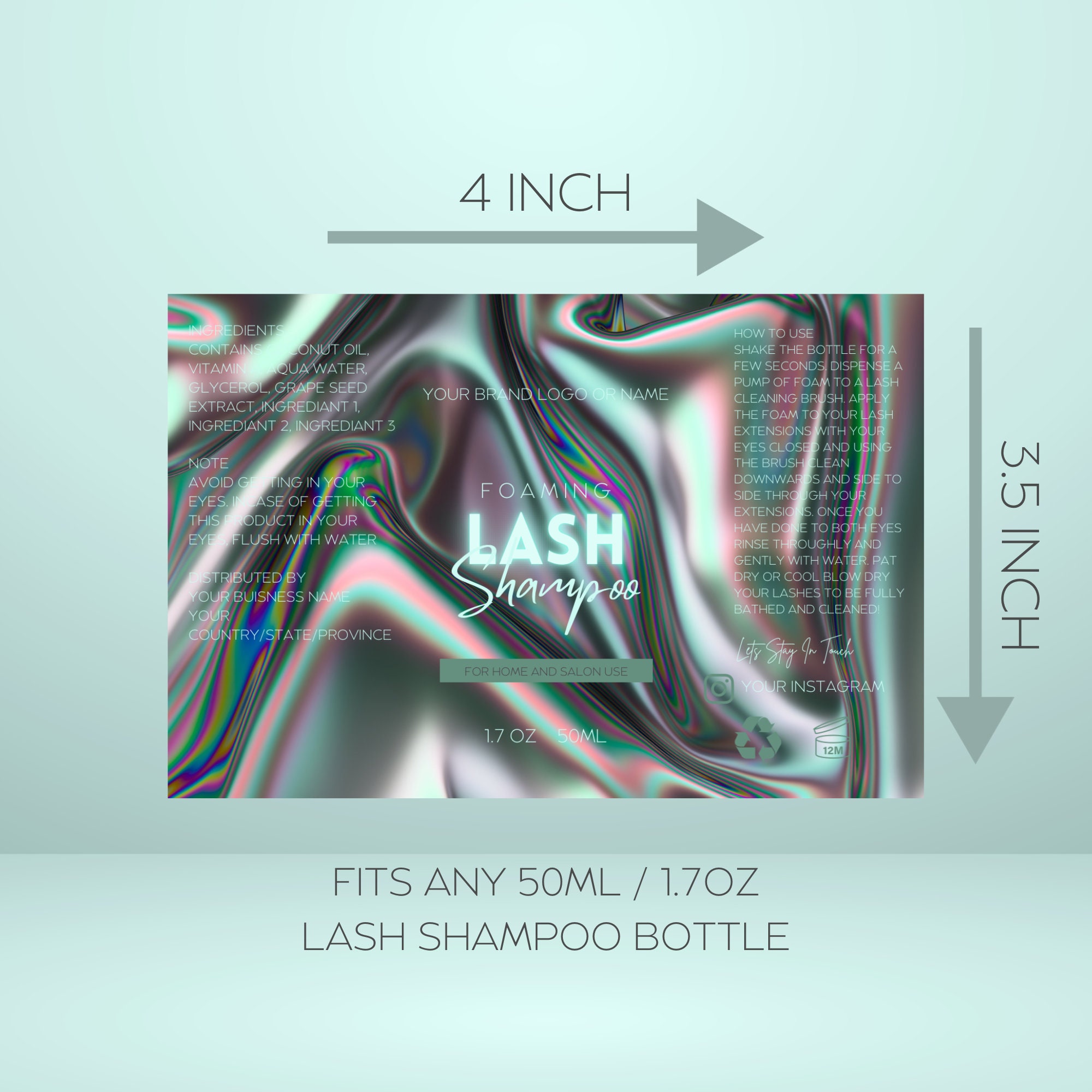 DIY Lash Shampoo Template, Lash Bath Label, Eyelash Cleanser Sticker ...