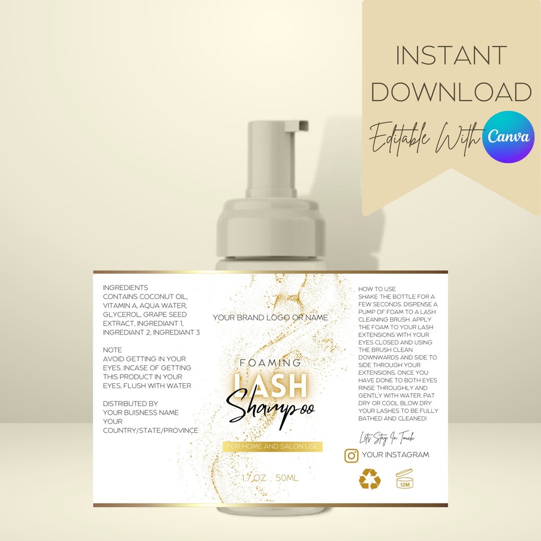 DIY Lash Shampoo Template, Lash Bath Label, Eyelash Cleanser Sticker ...